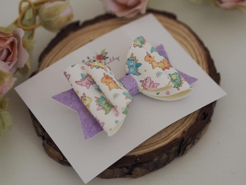 Dinosaur Glitter Bow, Summer Hair Clip - Etsy UK
