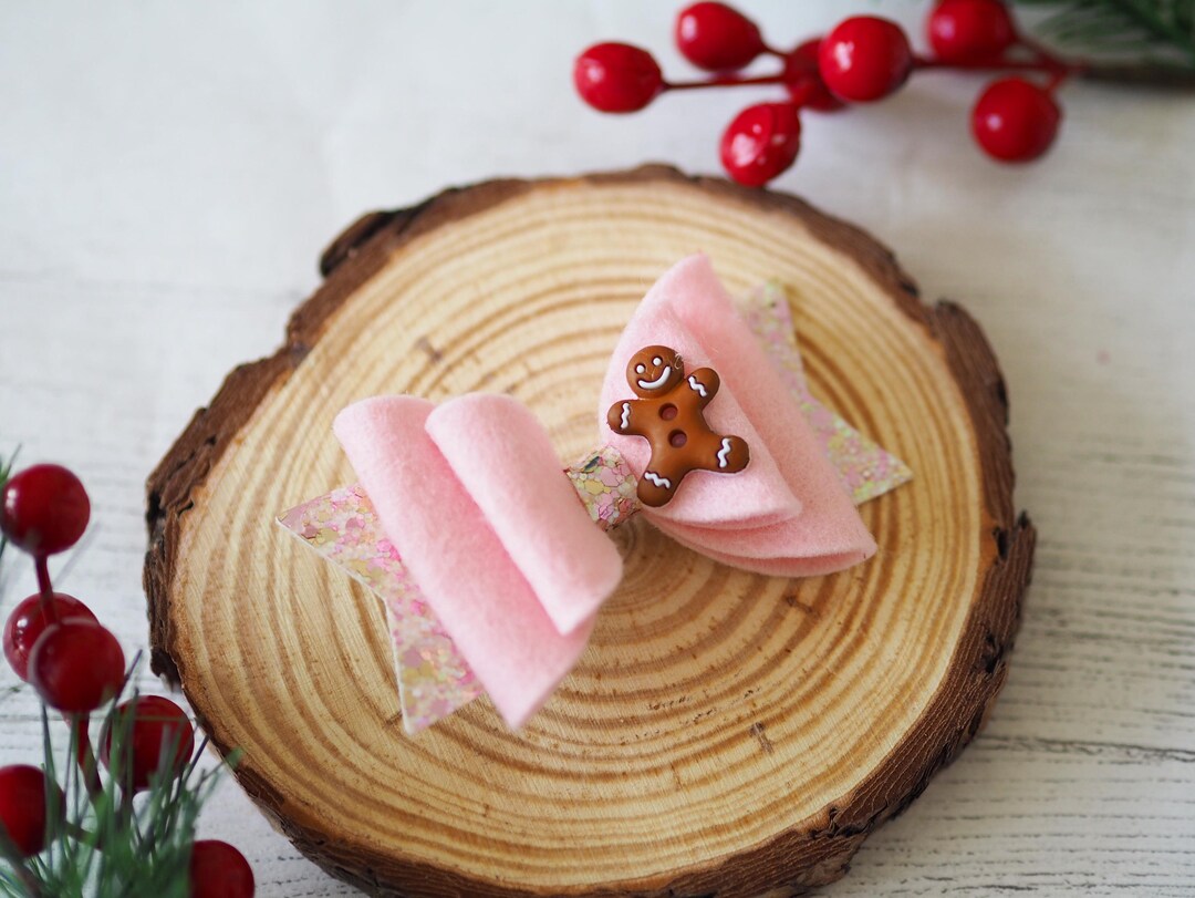 Gingerbread Man Bow, Christmas Glitter Bows - Etsy