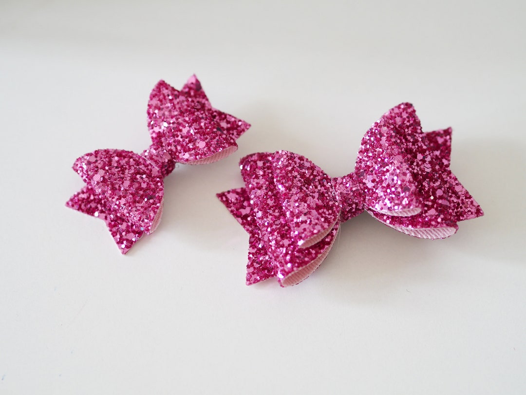 Pink Glitter Bow Small or Large Barbie Pink Bow - Etsy