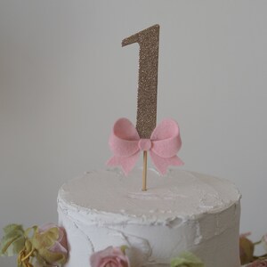 Pink Bow Cake Topper, One Cake Topper, Birthday, Cake Smash, Glitter - Etsy