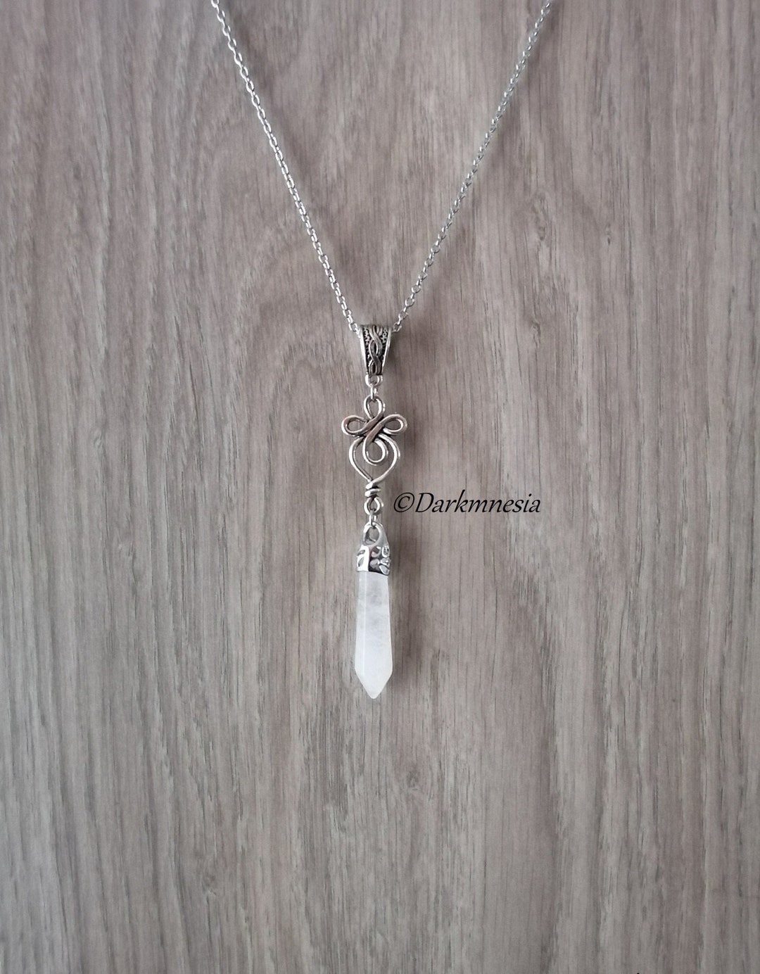 Necklace, Pendulum, Rock Crystal, Quartz, White, Celtic Knots, Wicca ...