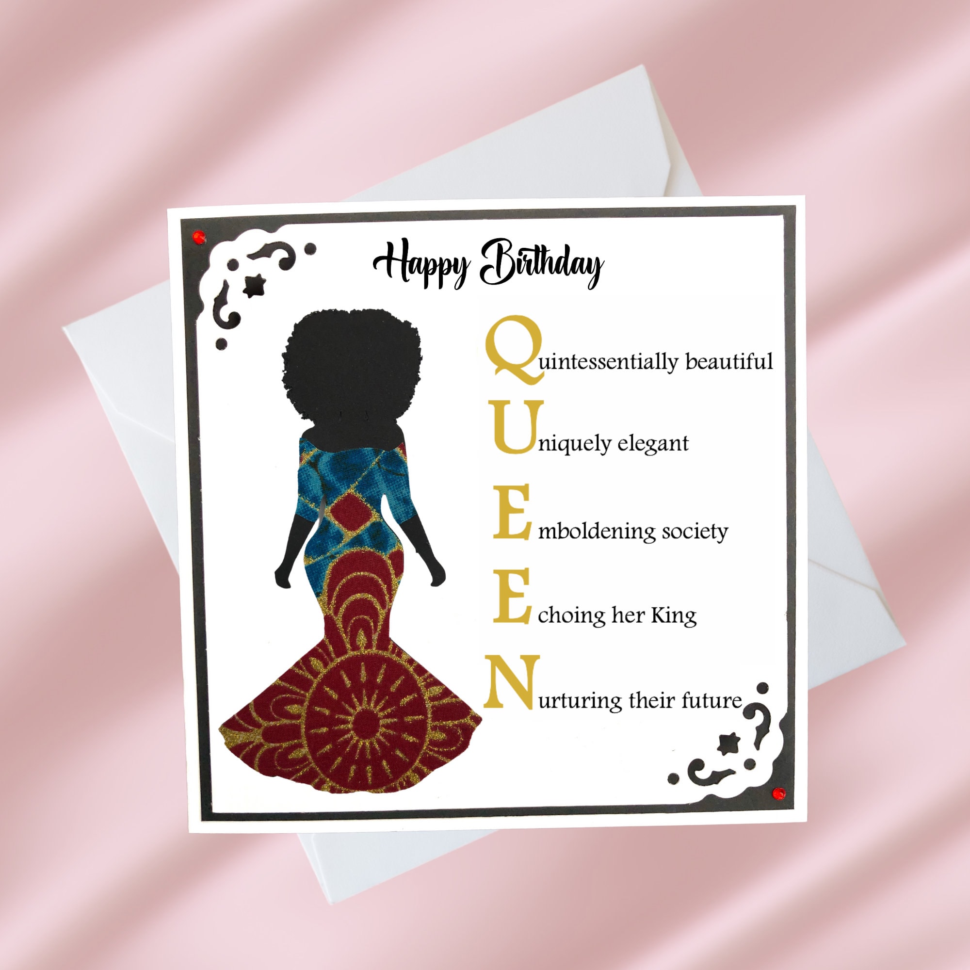 Handmade African Inspired Birthday Queen Card | Afrocentric Female Card ...