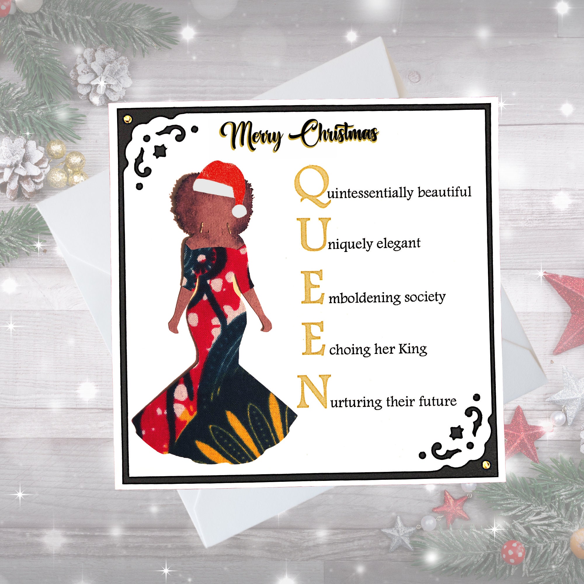 Handmade African Inspired Christmas Queen Card Afrocentric Female Cards ...