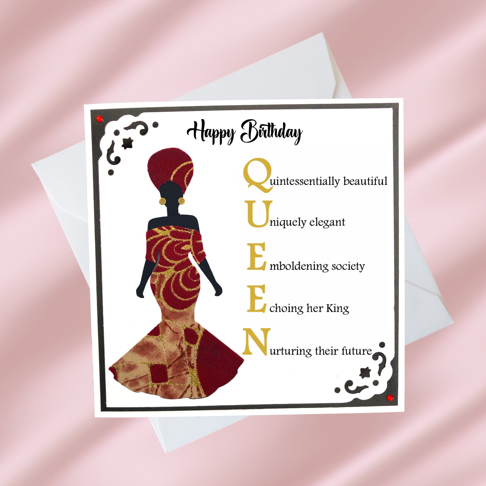 Handmade African Inspired Birthday Queen Card | Afrocentric Female Card ...