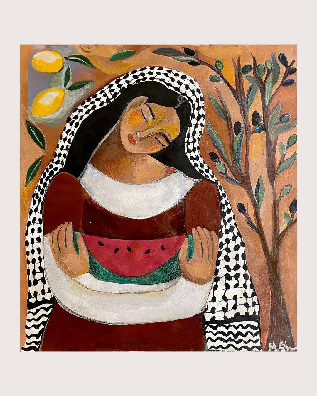 Free Palestine Painting - Hand Embellished Print - Please Read ...