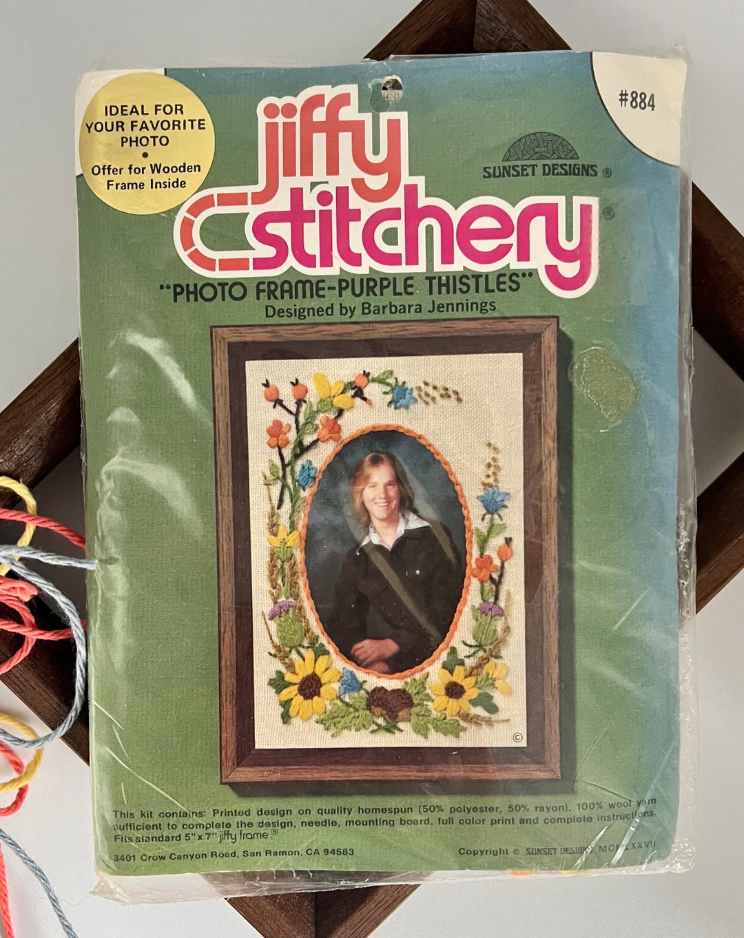 Vintage Jiffy Stitchery Photo Frame Purple Thistles 884 - Etsy