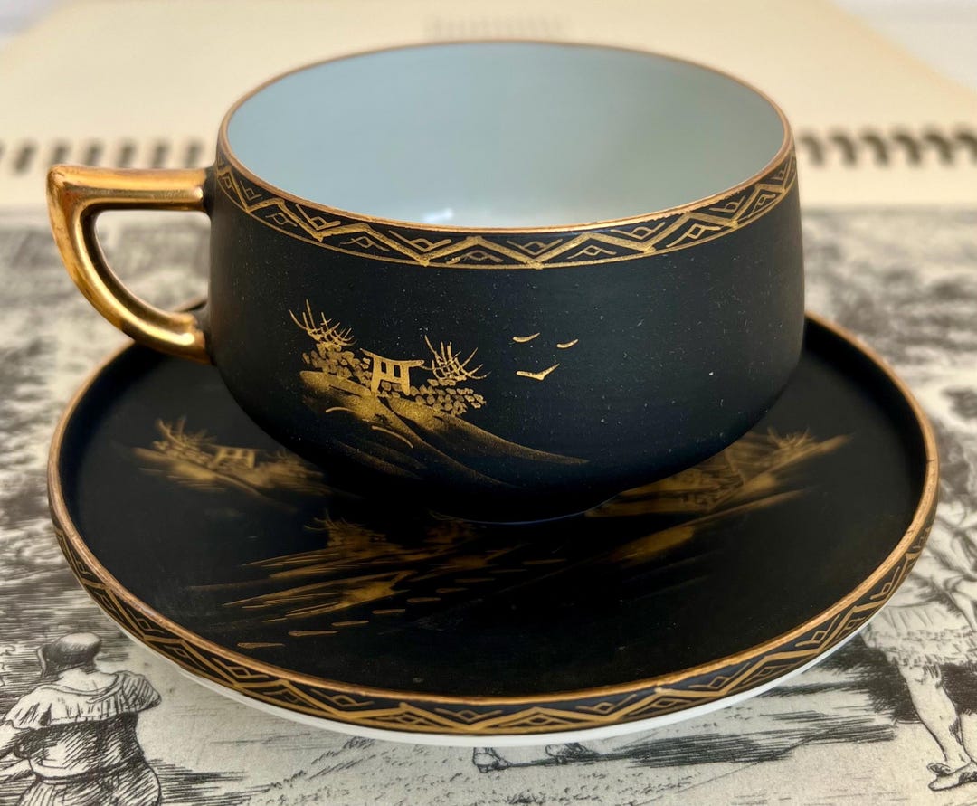Vintage Kutani Geisha Tea Cup & Saucer - Made in Japan - Lithophane ...