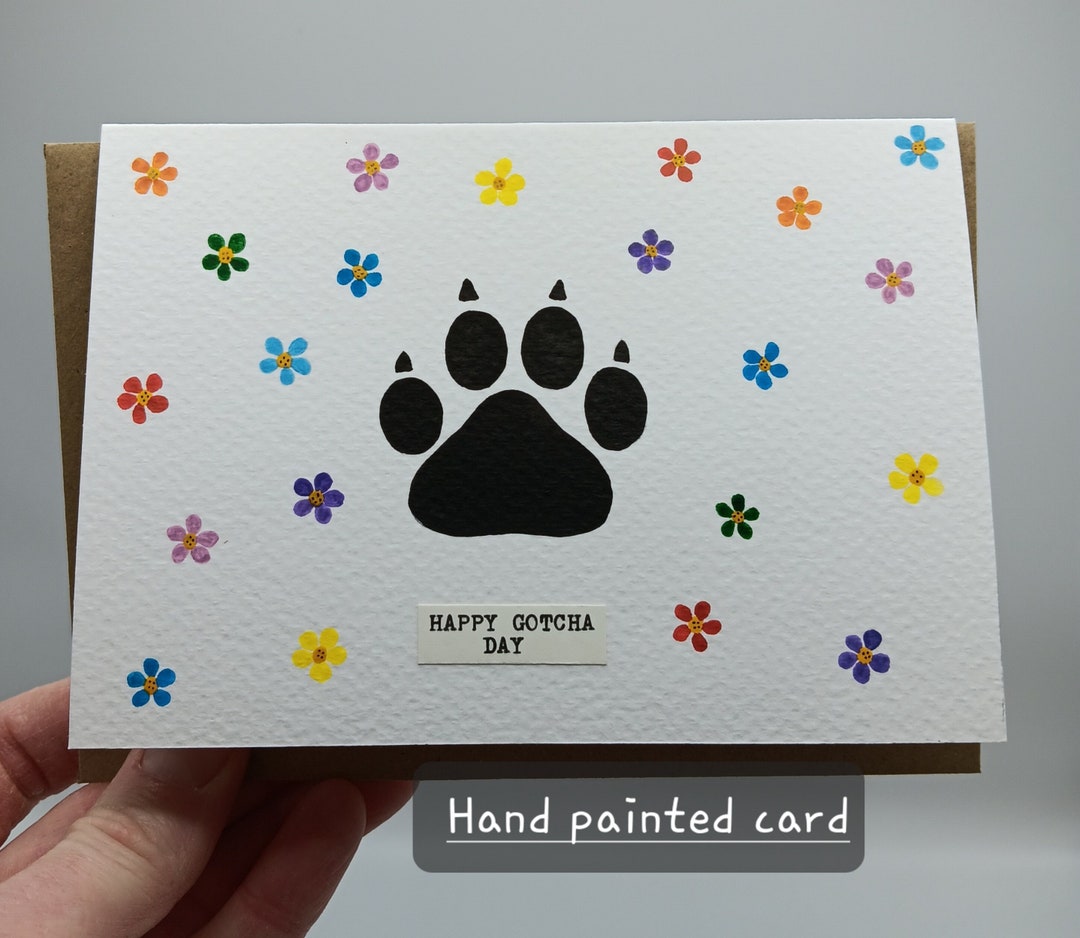 Happy Gotcha Day Card Dog Adoption Card Hand Painted New Puppy Card ...