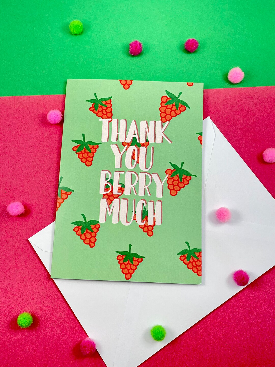 Thank You Berry Much Card: Raspberry Pun Greetings Card - Etsy