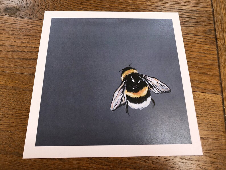 Grey Bumblebee print bee print bumble bee painting | Etsy