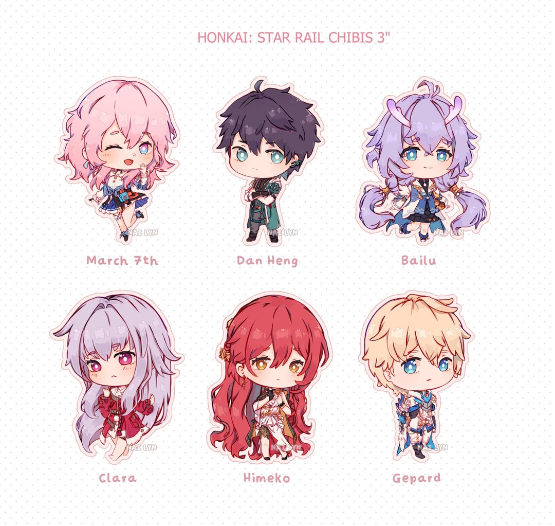 Honkai: Star Rail Chibis Vinyl Stickers 3"- March 7th, Dan Heng, Bailu ...