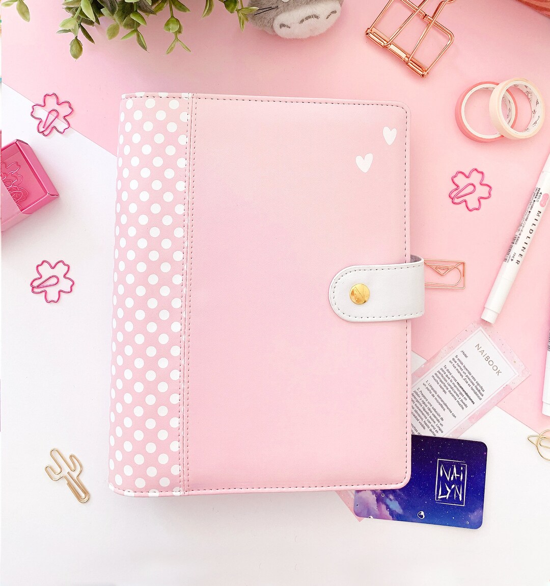 A5 Leather Personal Pink Planner | 6 Ring - Naibook - Etsy