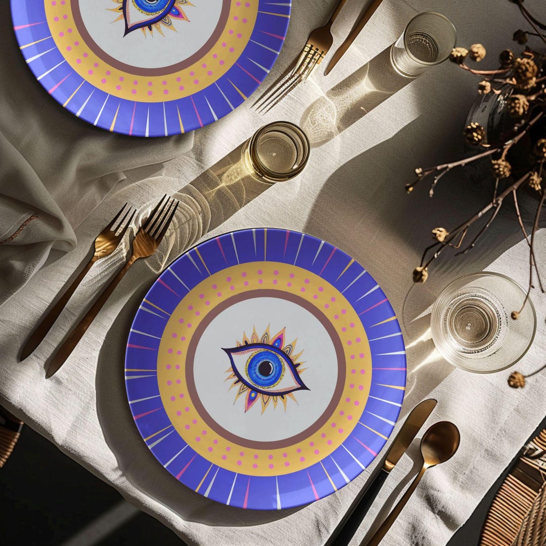 Evil Eye Dinner Plate – Protective Symbol Dinnerware in Heat-safe ...
