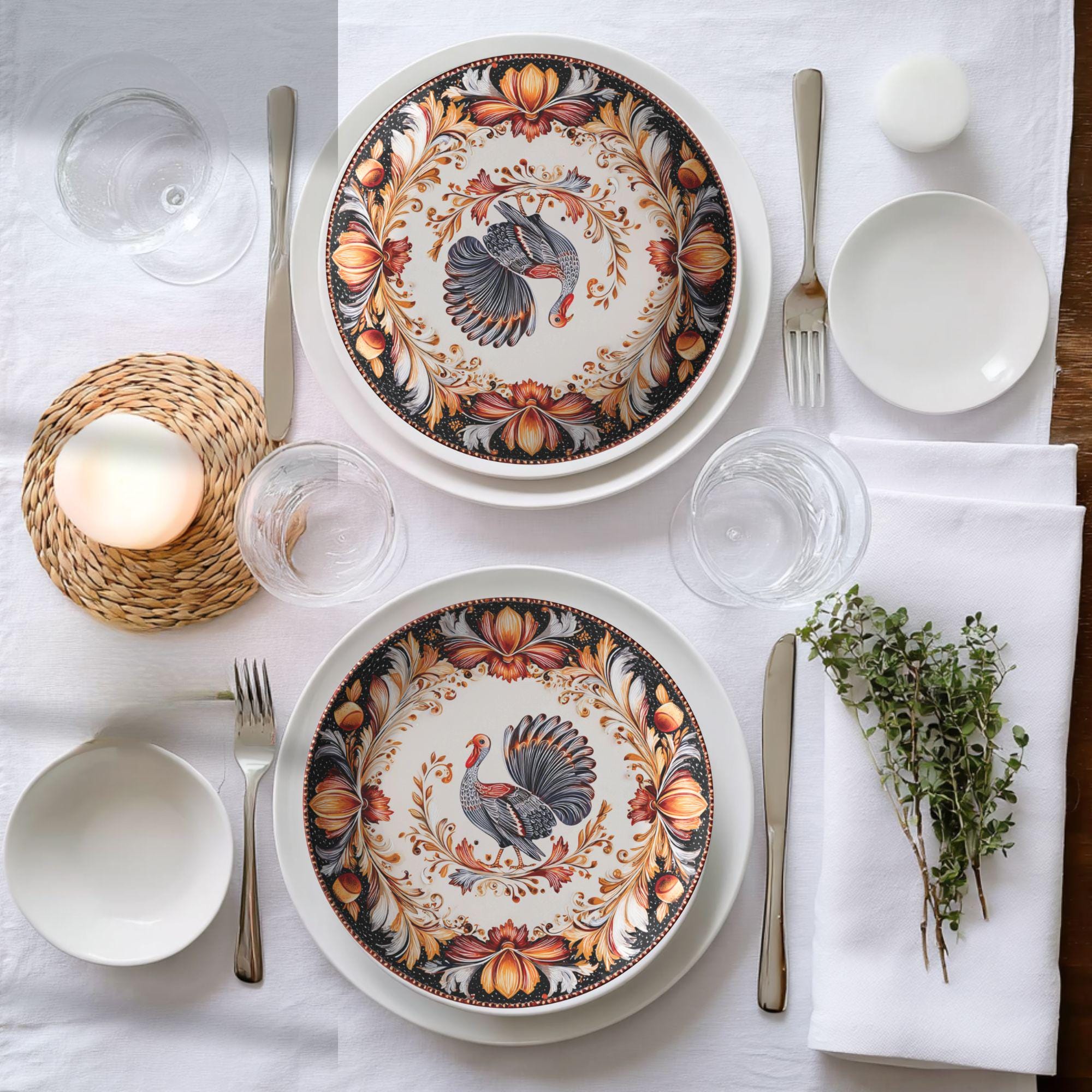 Thanksgiving Turkey Dinner Plate – 10" Holiday Harvest Plate ...