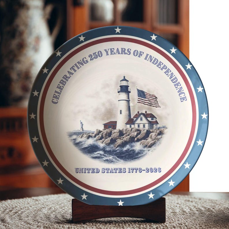 Commemorative USA 250th Anniversary Coaster – Patriotic Lighthouse ...