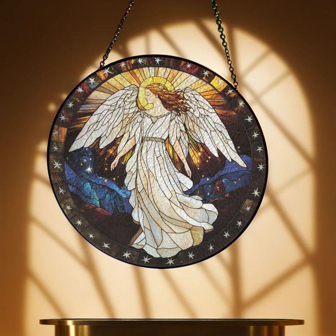 Celestial Angel Suncatcher Gift Idea Stained Glass Acrylic Window Faith ...