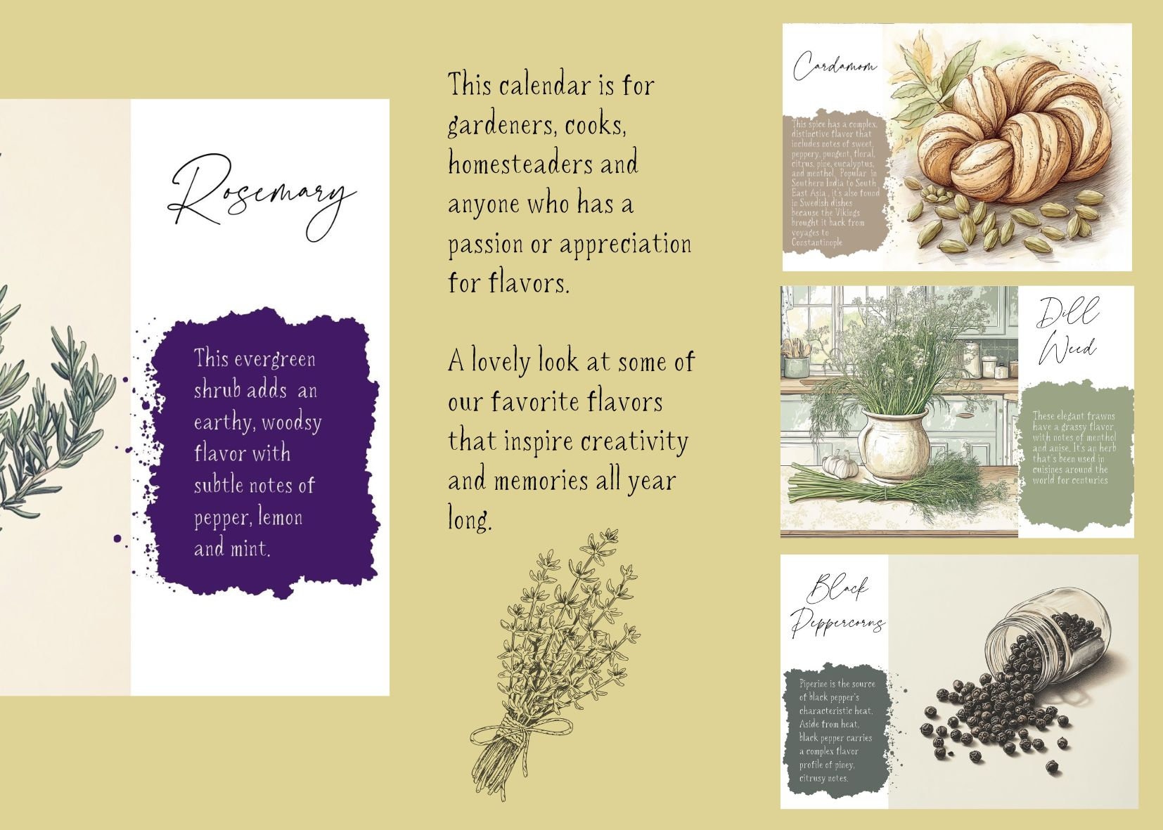 2026 Kitchen Calendar Cooking Herbs Spices Cottage Core Calendar for ...