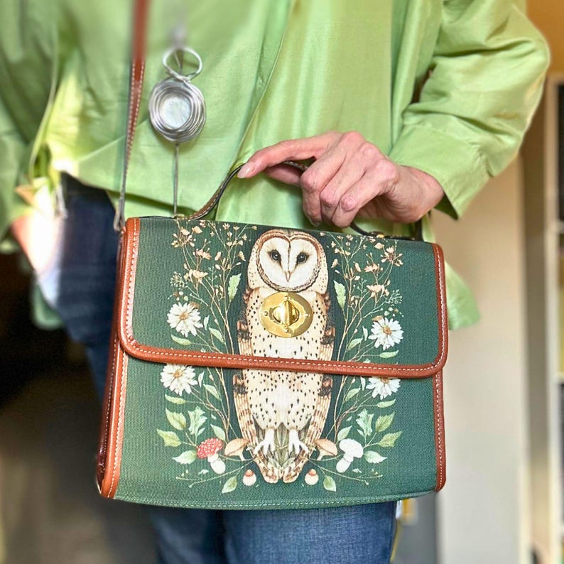 Owl Satchel Handbag –statement Bag Dark Cottagecore Forest Design ...