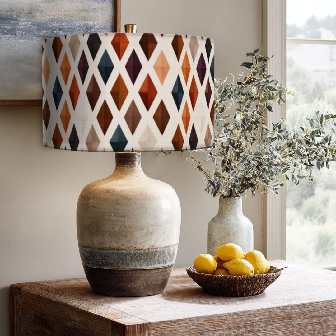 Woodland Lodge Replacement Lamp Shade, Rustic Diamond Pattern, Boho ...