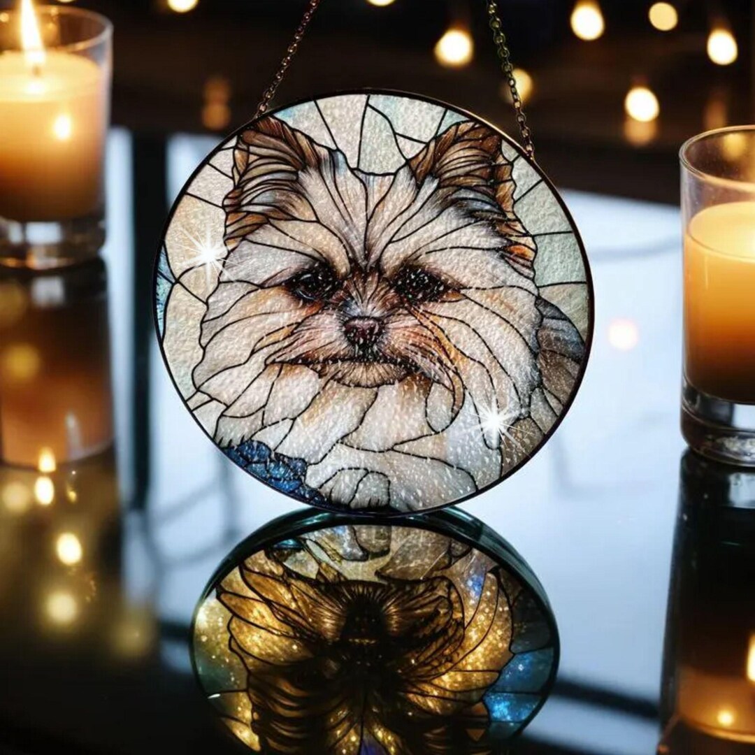 Yorkie Stained Glass Style Suncatcher Yorkie Mom Gift Idea Dog Breed ...