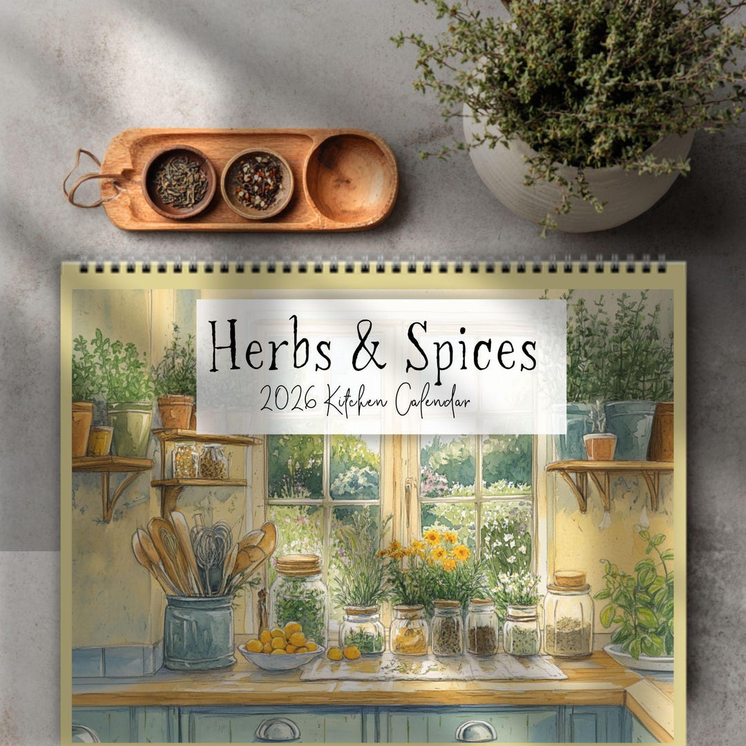 2026 Kitchen Calendar Cooking Herbs Spices Cottage Core Calendar for ...