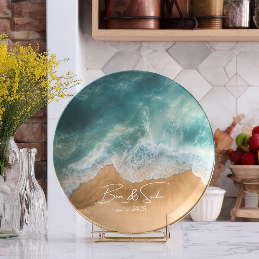 Custom Coastal Ocean Wave Plate – Personalized Wedding Gift, Beach ...