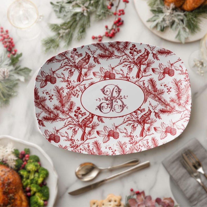 Red China Serving Platter - Etsy