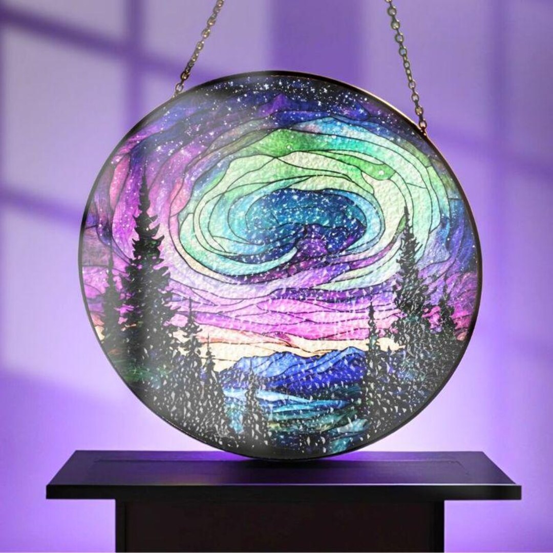 Northern Lights Stained Glass Acrylic Suncatcher – Window Decor ...