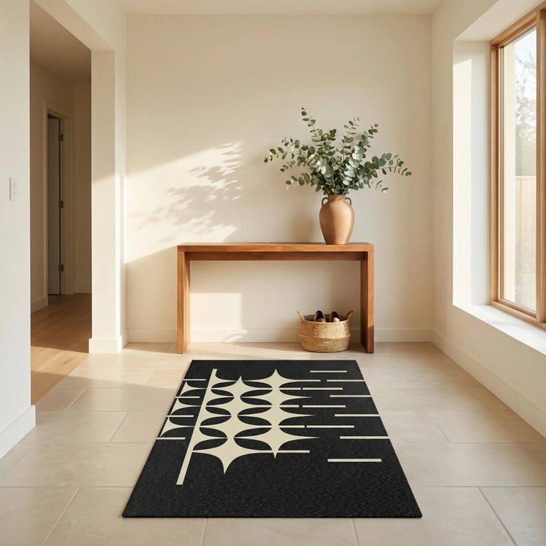 Black and Tan Modern Geometric Area Rug – Bold Modern Design, Mid ...