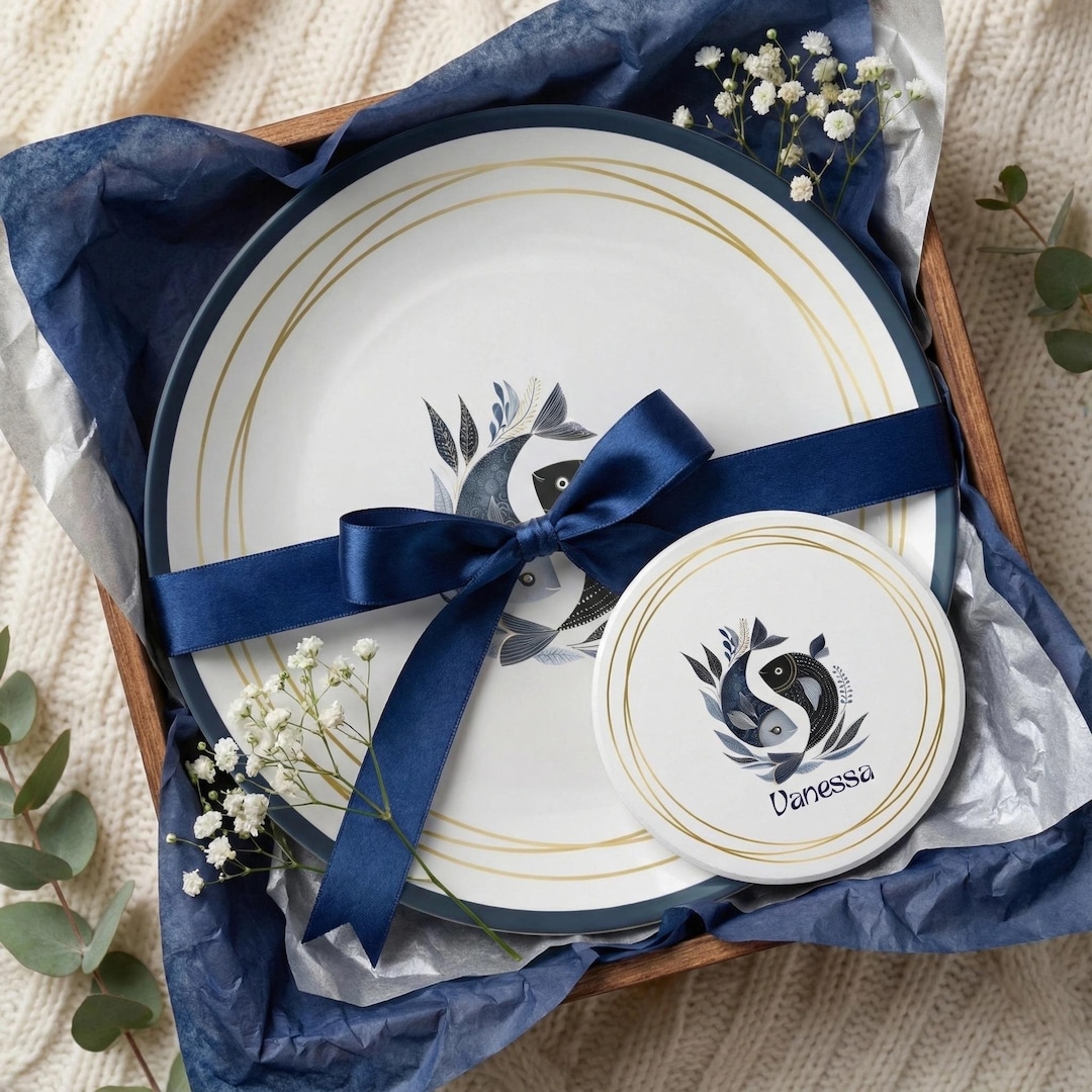 Personalized Zodiac Gift Set – Custom Astrology Plate & Name Ceramic ...