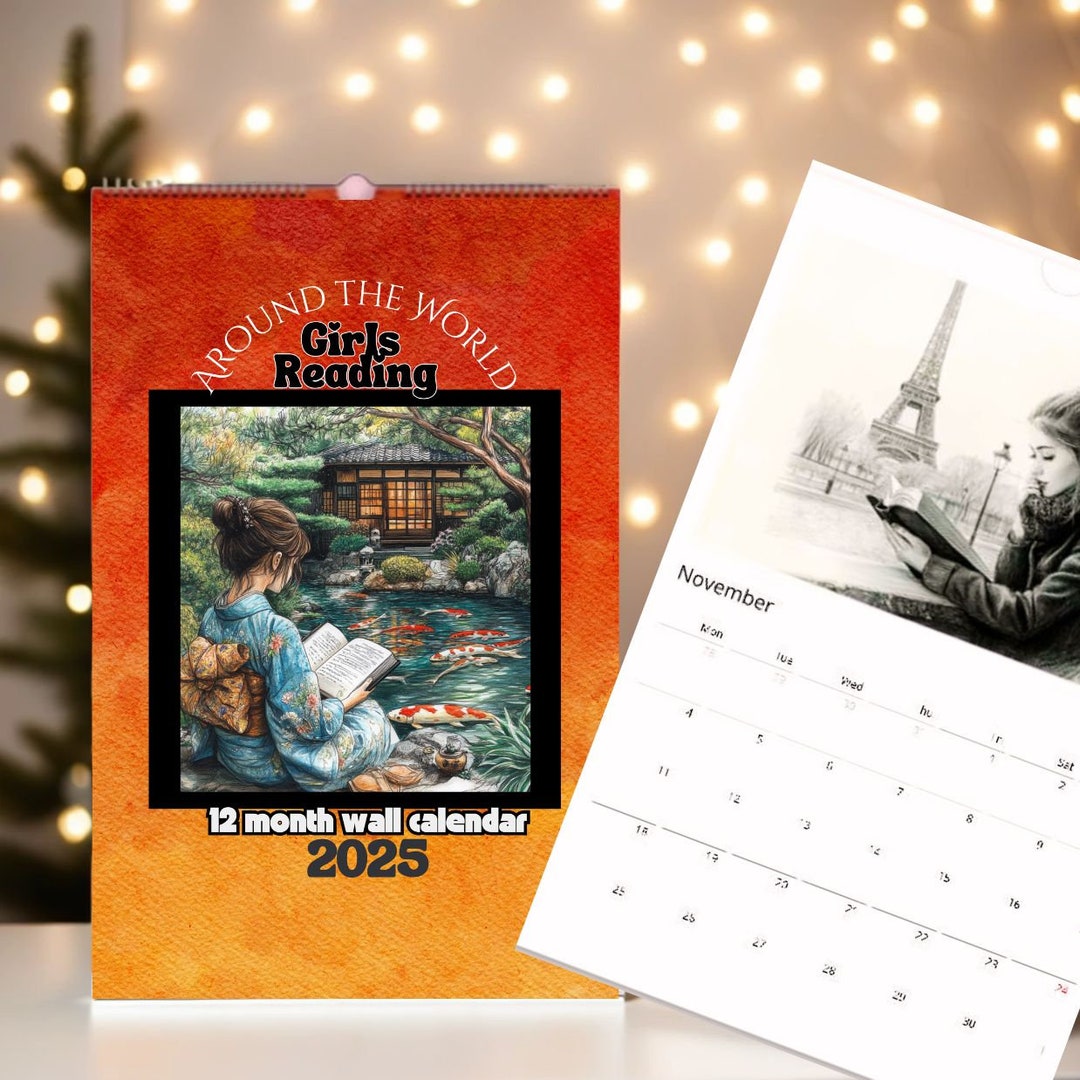 2025 - 2026 Wall Calendar Bookish Girls Who Love to Read, Travel ...