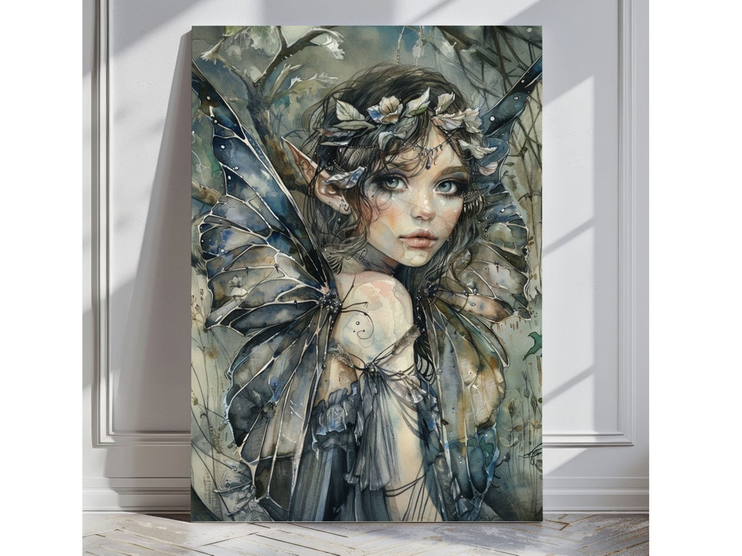 Mystical Fairy Core Wall Art Butterfly Fairy Watercolor Art Print ...