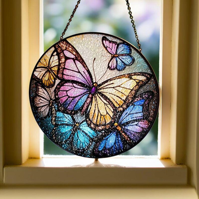 Fantasy Colorful Butterfly Suncatcher Glittery Magical Garden Decor ...