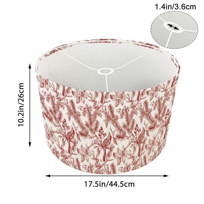 Cottagecore Red Toile Lamp Shade With Cardinals – Nature Inspired Drum ...