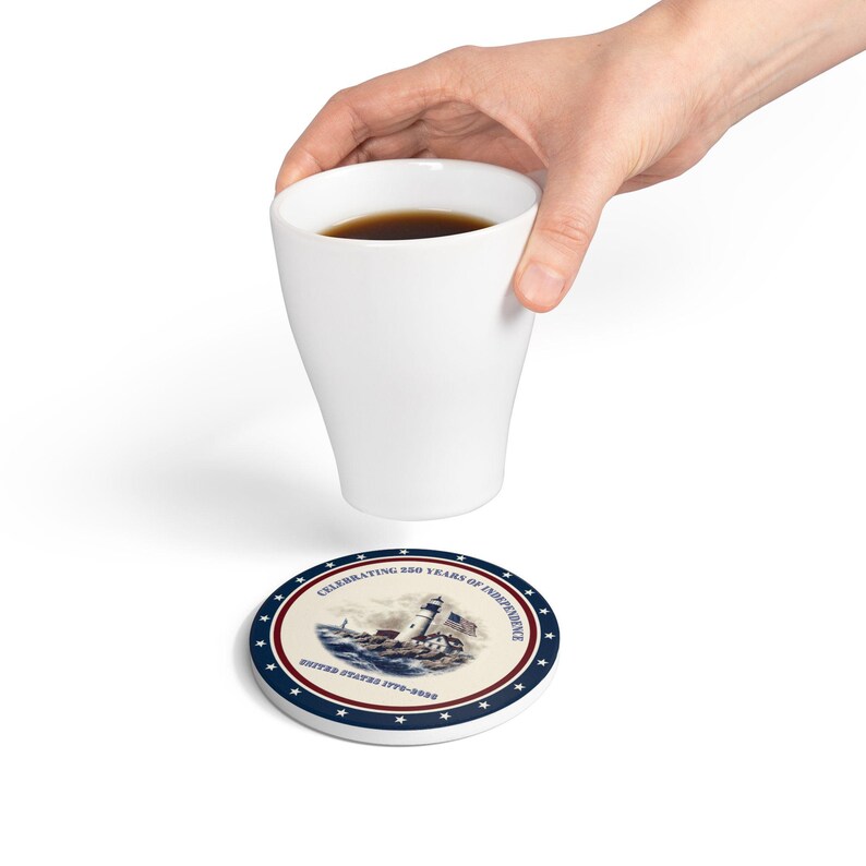 Commemorative USA 250th Anniversary Coaster – Patriotic Lighthouse ...