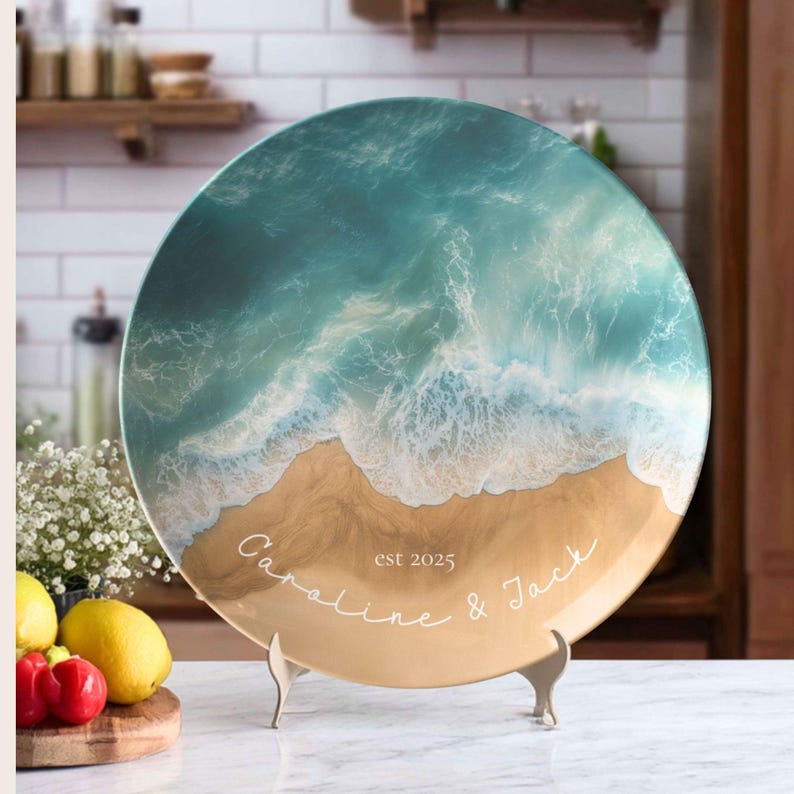 Custom Coastal Ocean Wave Plate – Personalized Wedding Gift, Beach ...