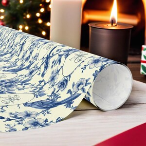 Luxury Monogram Gift Wrap Blue Toile Wrapping Paper, Personalized ...