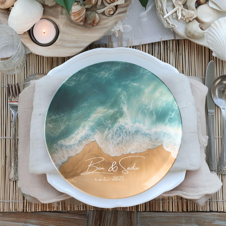 Custom Coastal Ocean Wave Plate – Personalized Wedding Gift, Beach ...