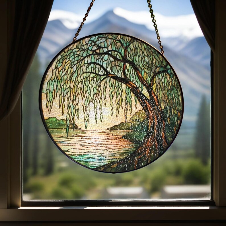 Weeping Willow Suncatcher Art for Nature Lovers Tranquil Window ...