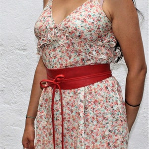 Wide Red Belt, Obi Leather Belt, Wrap Leather Belt, Leather Tie Belt ...