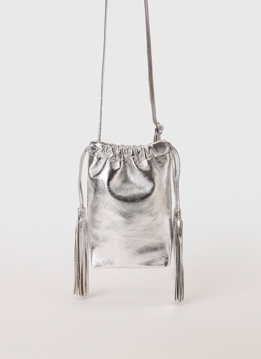 Silver Evening Bag Metallic Leather Bag Silver Crossbody - Etsy