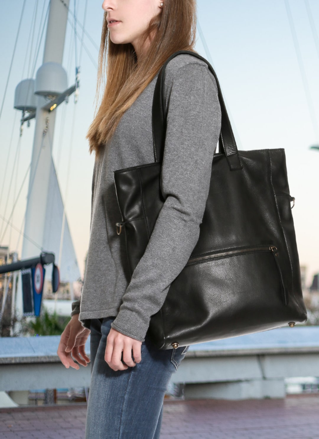 Oversized Purse, Large Black Leather Tote, Big Shoulder Bag ...