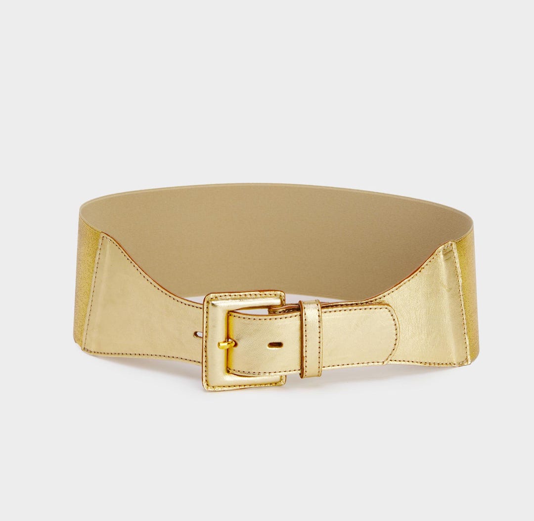 Elastic Gold Belt, Metallic Women's Leather Belt With Buckle, Guest ...
