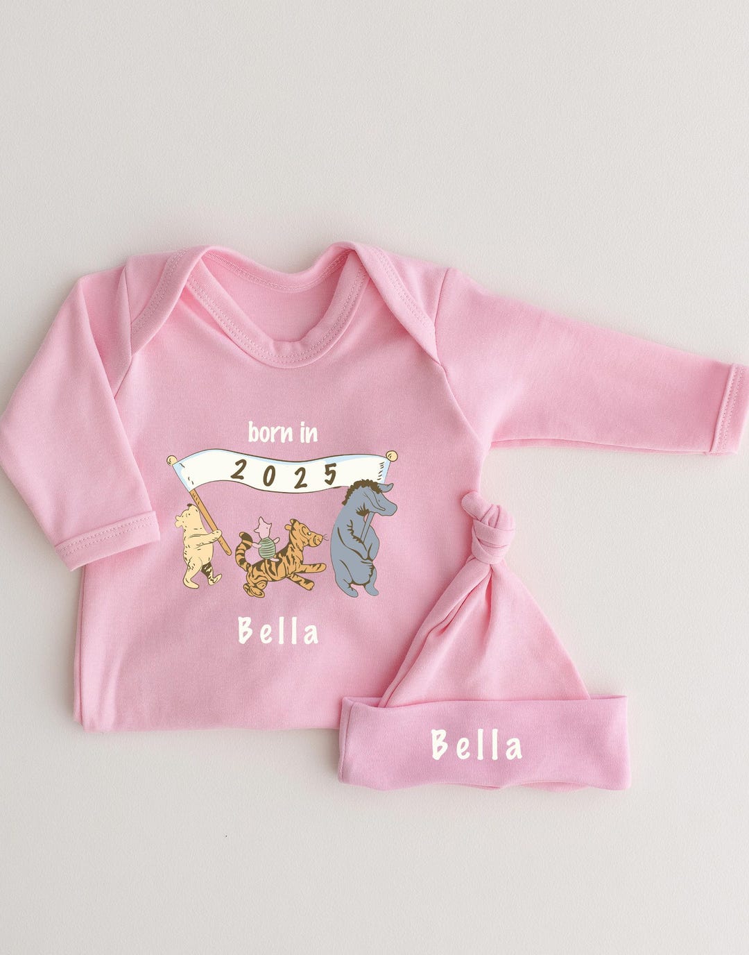 Personalised Classic Winnie Babygrow and Hat,born in 2025 Baby Grow ...
