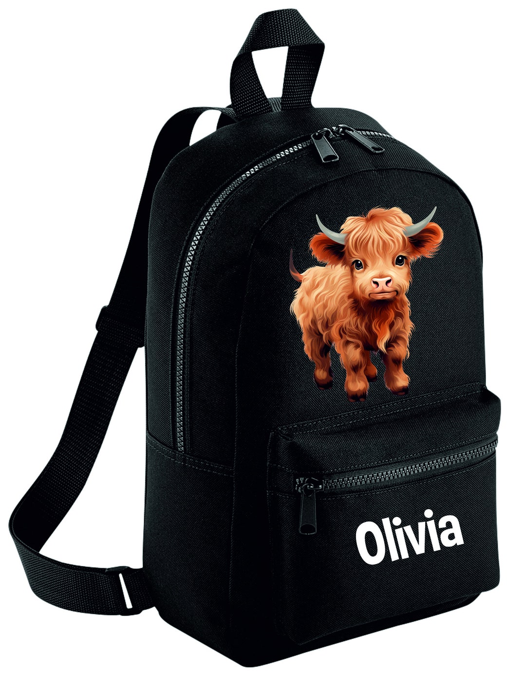 Personalised Highland Cow Rucksack Cute Animal Bag Set Backpack School ...