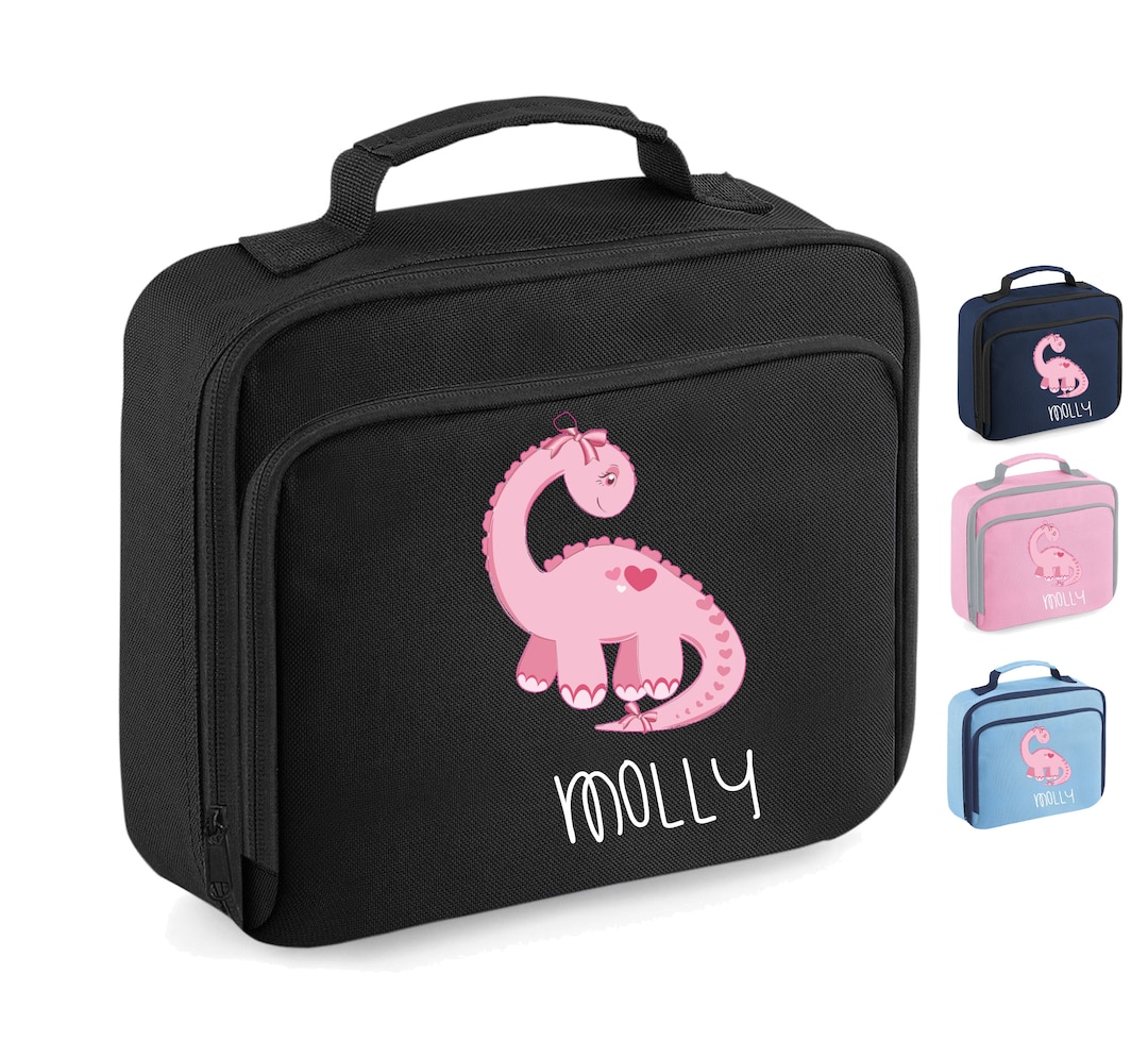 Personalised Dinosaur Pink, T Rex Lunch Box, Cooler Box, Ideal for a ...