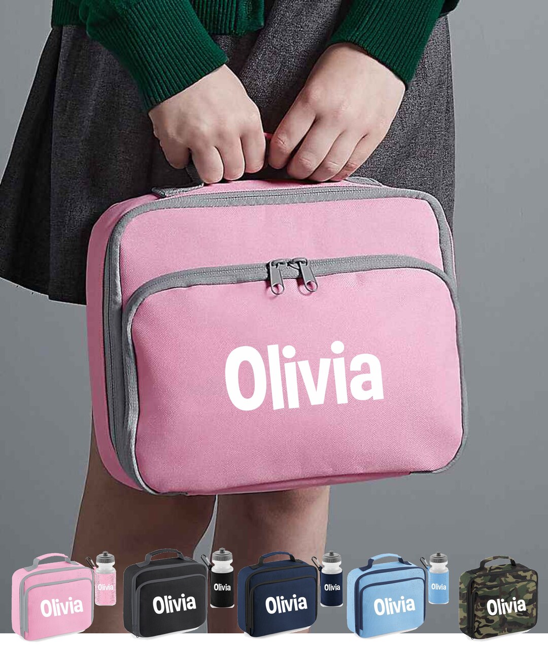 Personalised Name Lunch Box and Bottle, Cooler Box, Insulated Lunch Bag ...