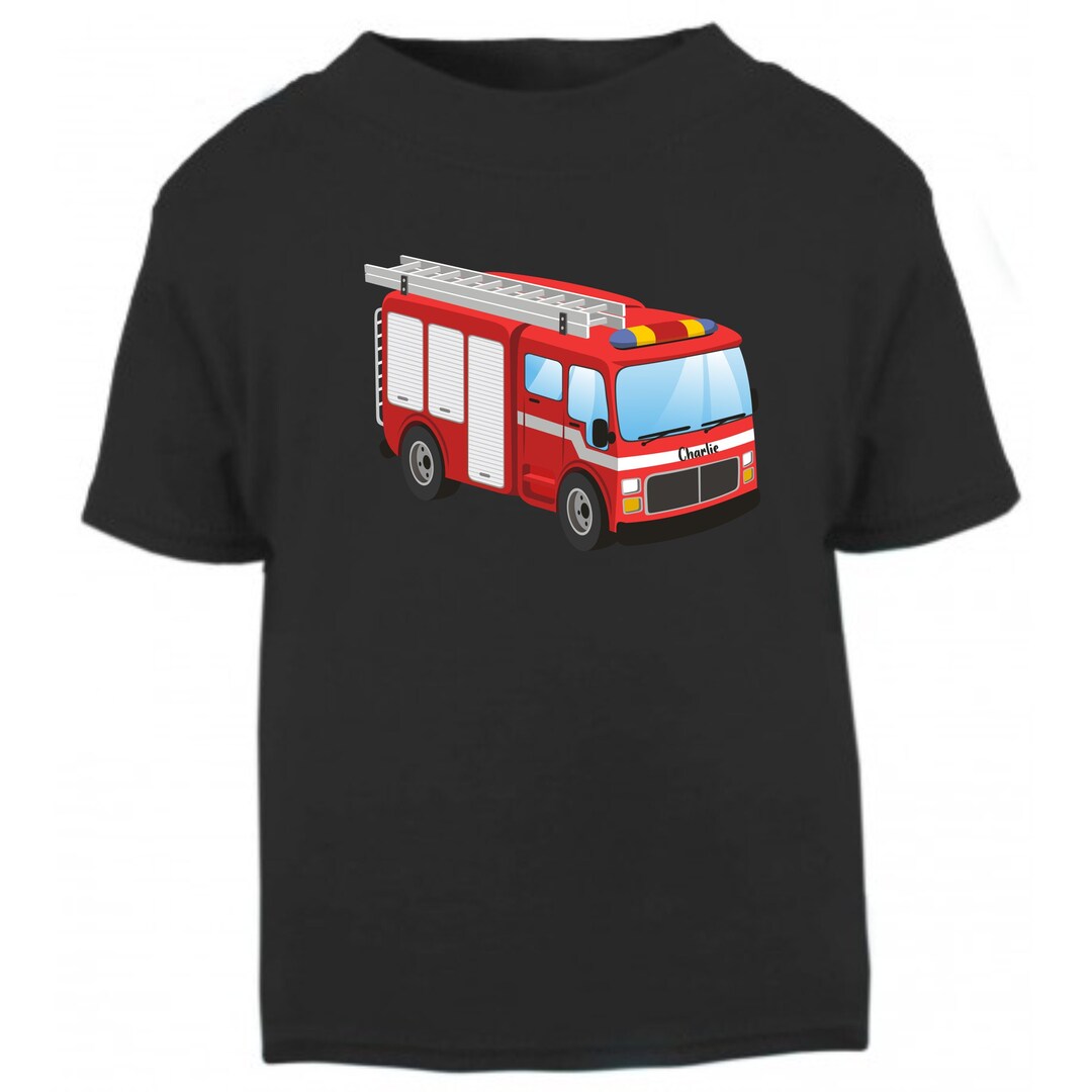 Personalised Name Fire Engine Tops, Fire Truck, Firefighter, Fireman ...