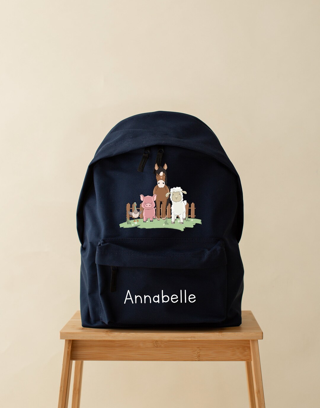 Personalised Farm Animals Backpack Rucksack, 2 Sizes Girls Boys School ...