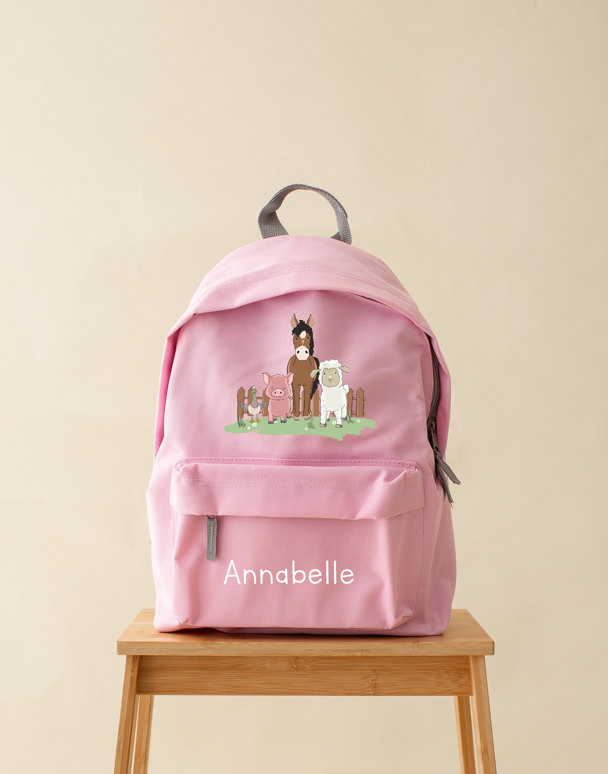 Personalised Farm Animals Backpack Rucksack, 2 Sizes Girls Boys School ...
